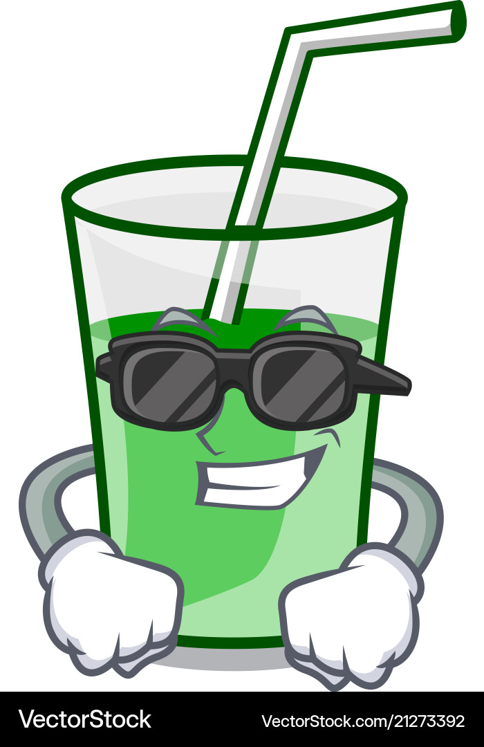 Super cool green smoothie character cartoon Vector Image