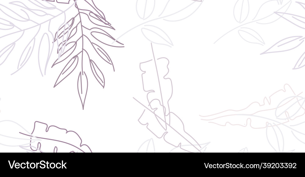 Tropical leaf modern print pastel one line drawing