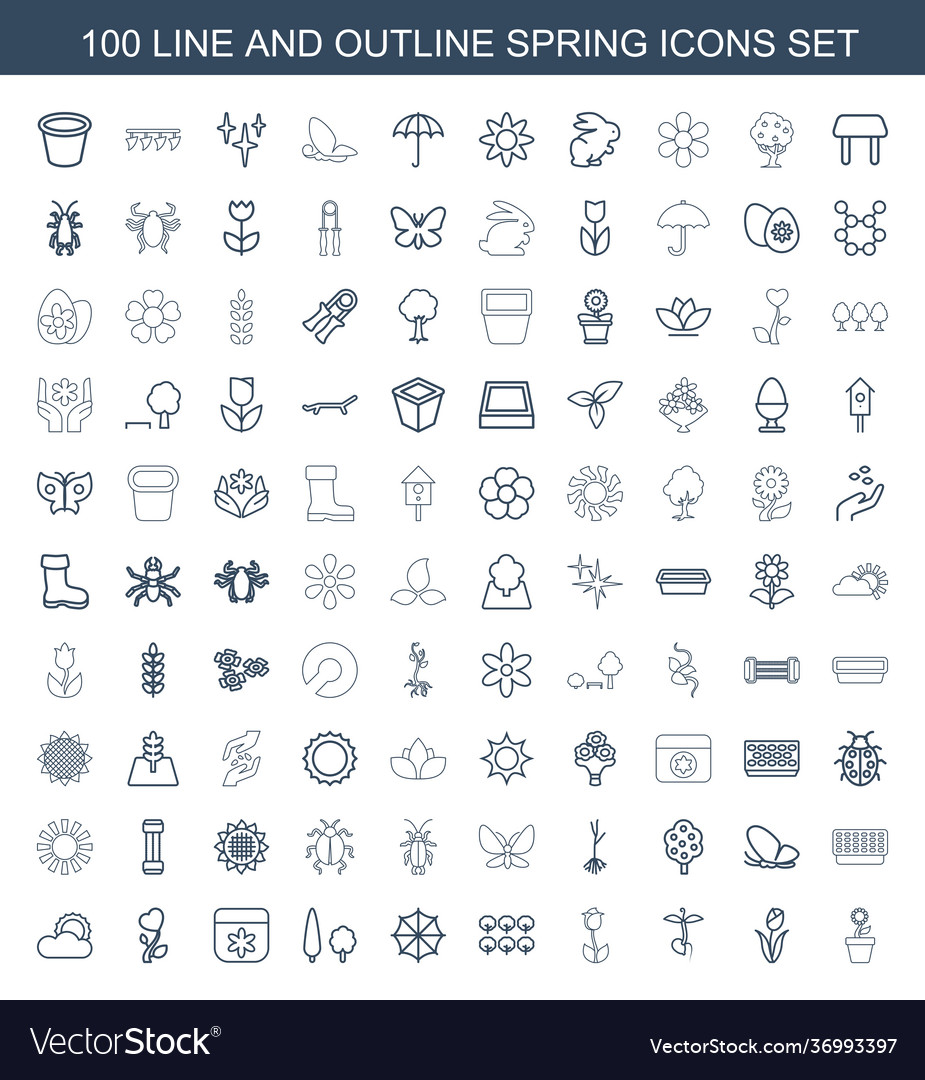 100 spring icons Royalty Free Vector Image - VectorStock