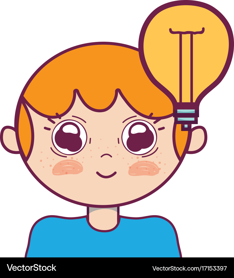 Boy with bulb idea and hairstyle design Royalty Free Vector