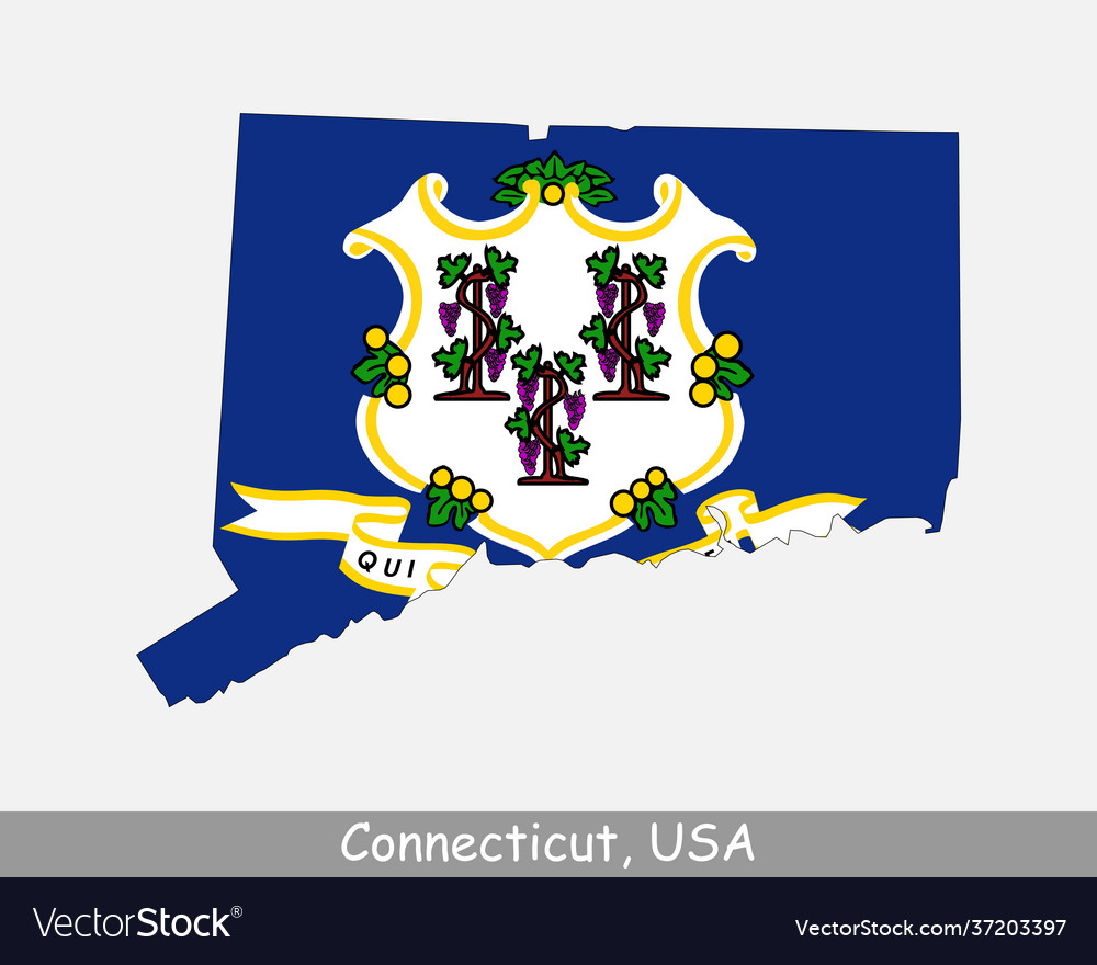 Connecticut usa map flag Royalty Free Vector Image