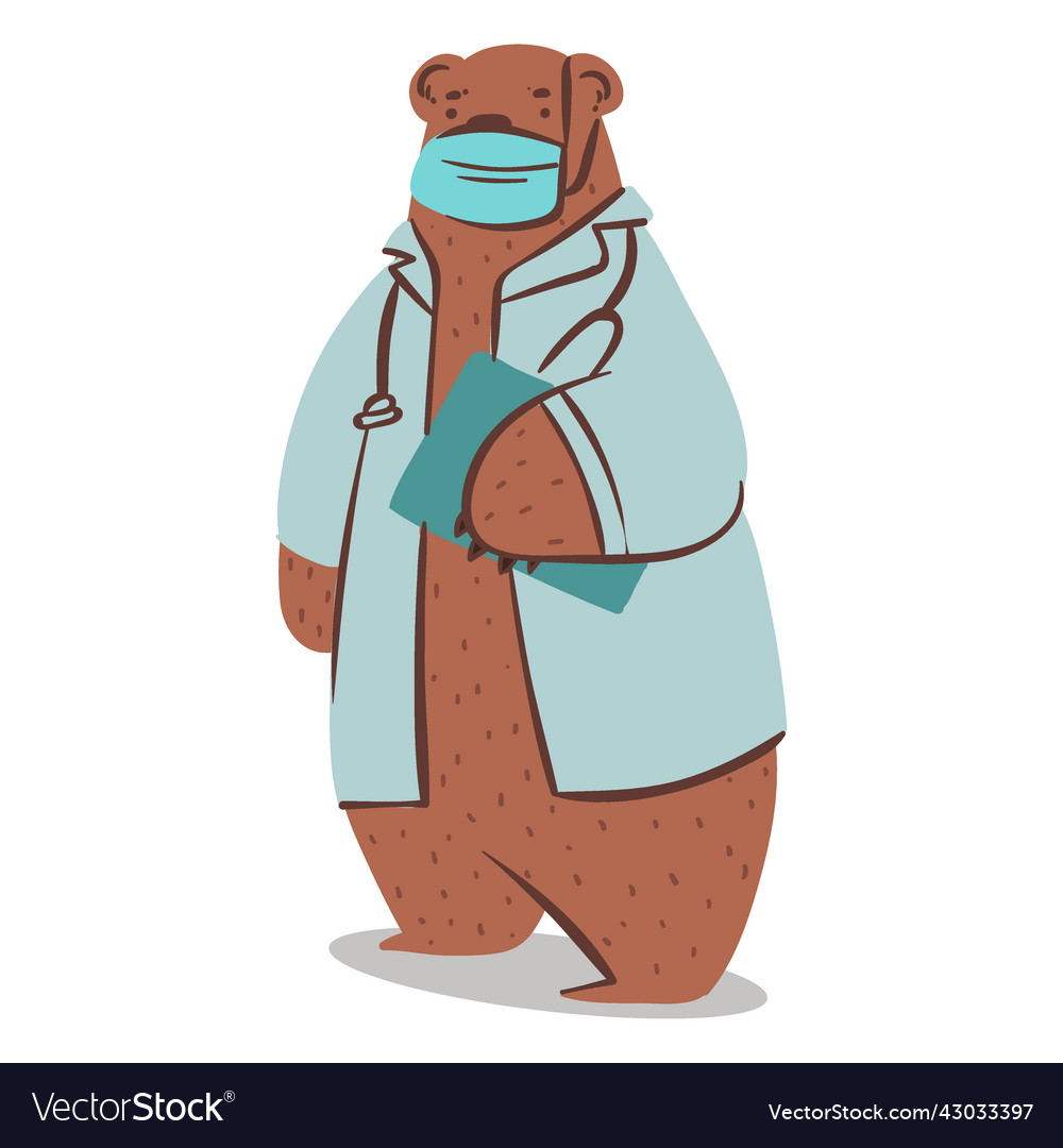 Dr bear character Royalty Free Vector Image - VectorStock