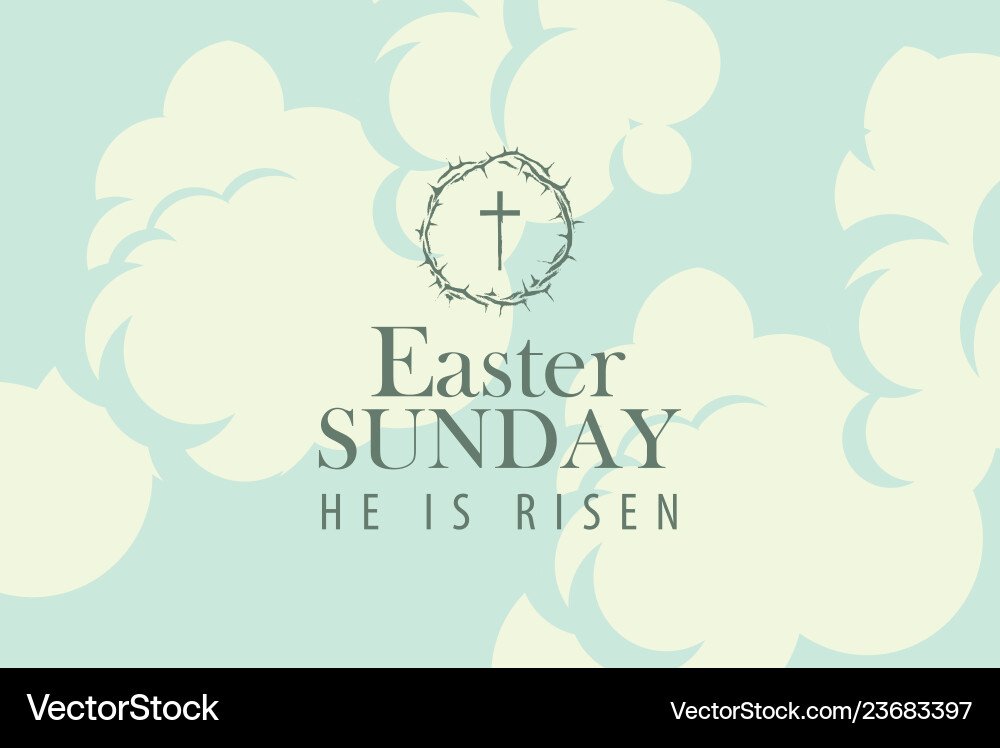 Easter banner with words on the sky with clouds Vector Image