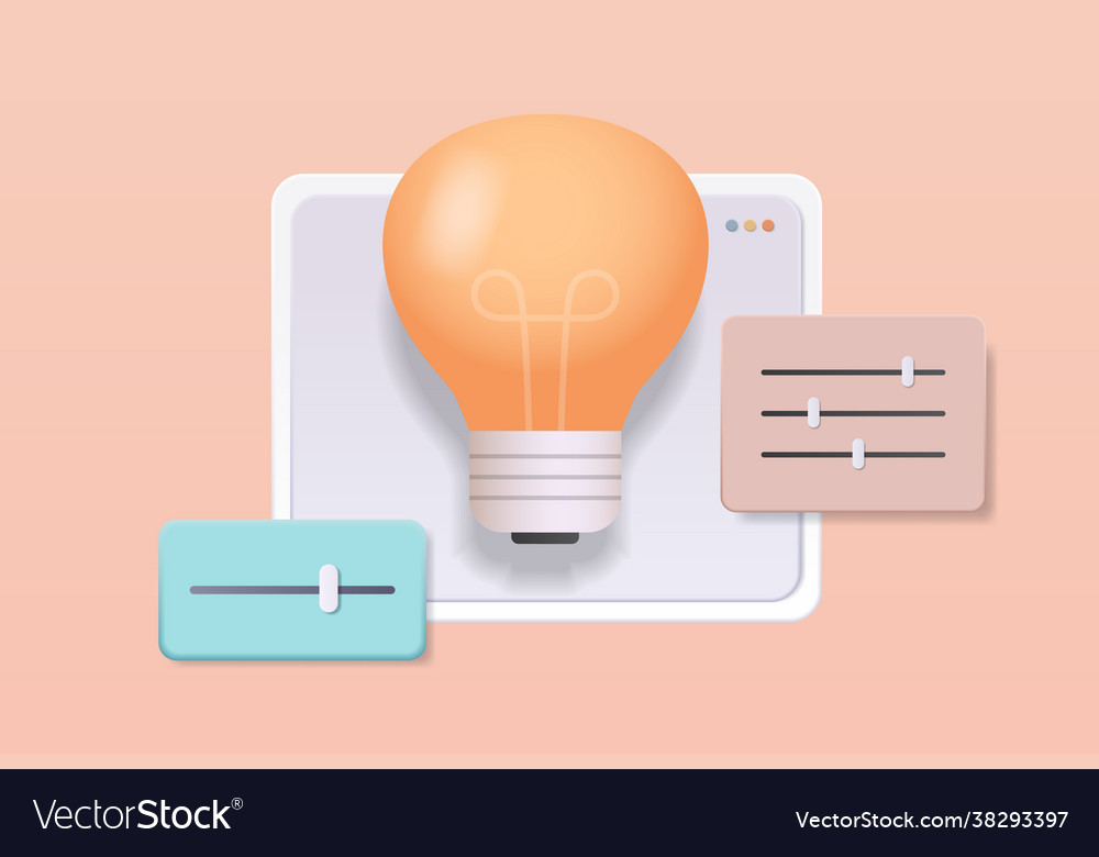 Light lamp computer app user settings system Vector Image