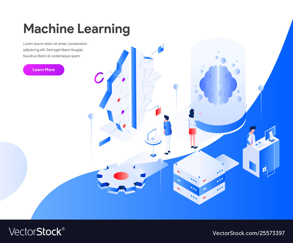 Machine learning isometric concept modern flat Vector Image Machine learning isometric concept modern flat Vector Image