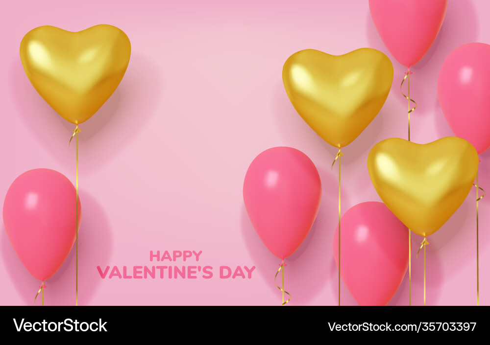 Valentines day background with realistic balloons Vector Image