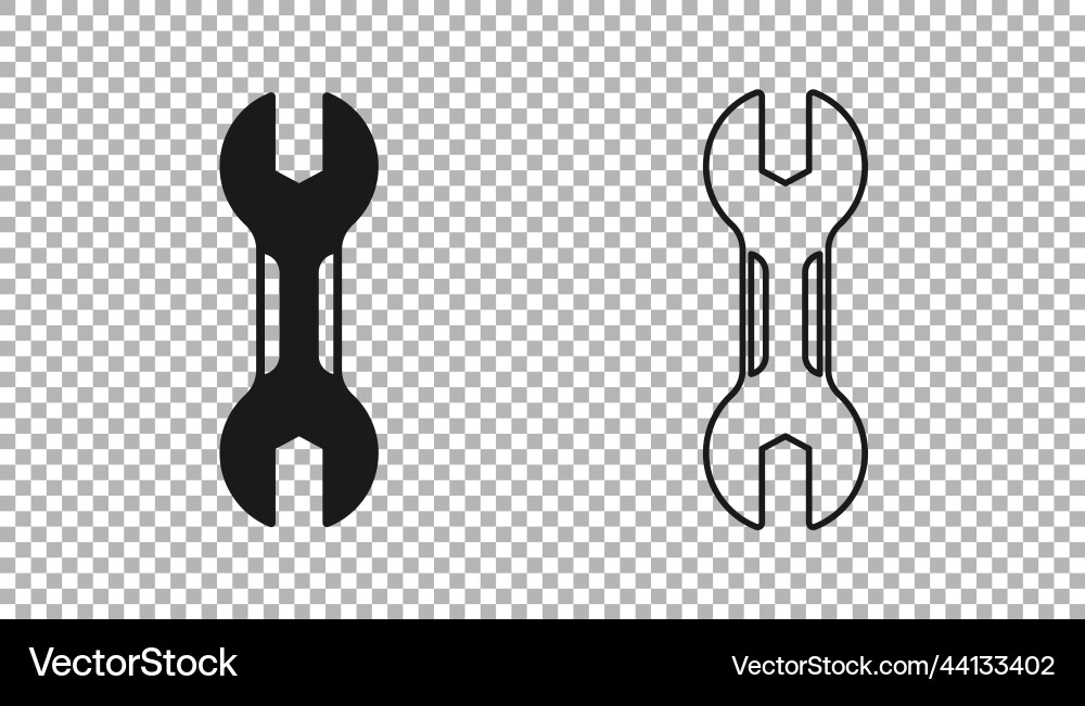Black wrench spanner icon isolated on transparent Vector Image