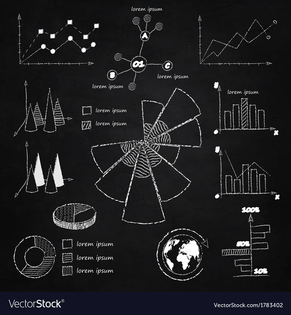 Chalk infographic diagrams Royalty Free Vector Image