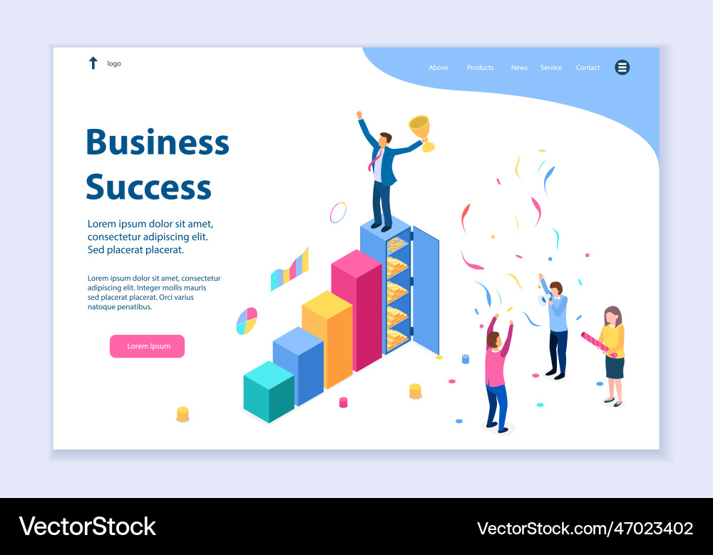 Creative website template of business success Vector Image