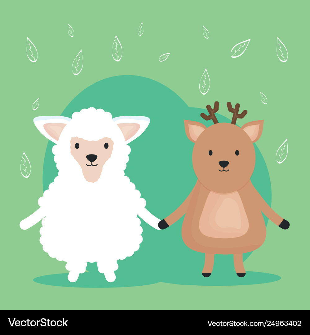 Cute sheep and reindeer adorable characters Vector Image