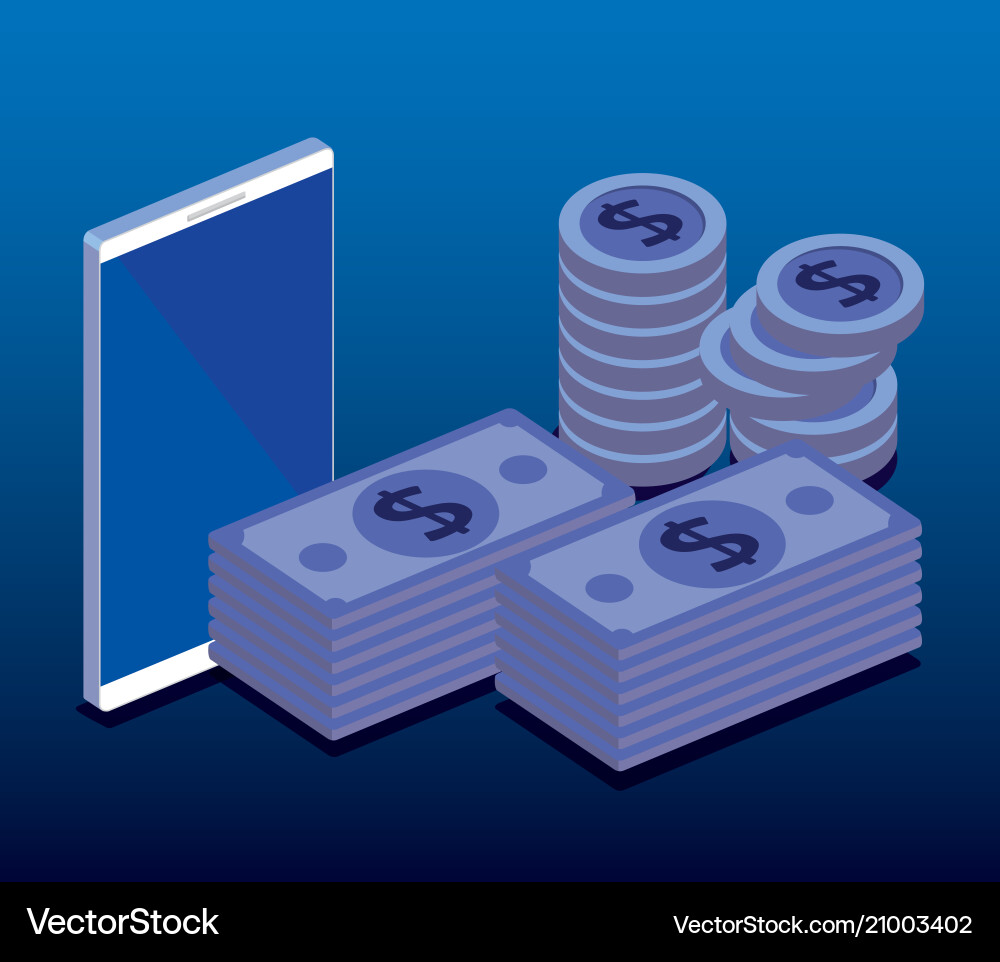 Financial transaction isometric set icons Vector Image