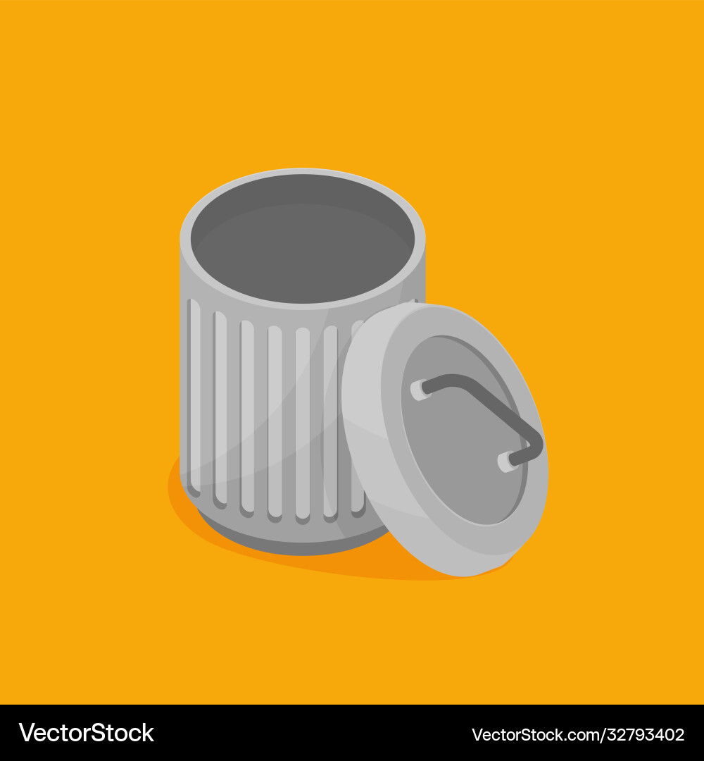 Flat steel bin icon isolated on color background Vector Image