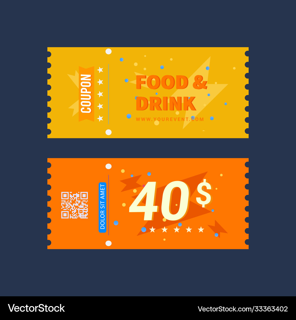Food and drink coupon ticket graphics design Vector Image