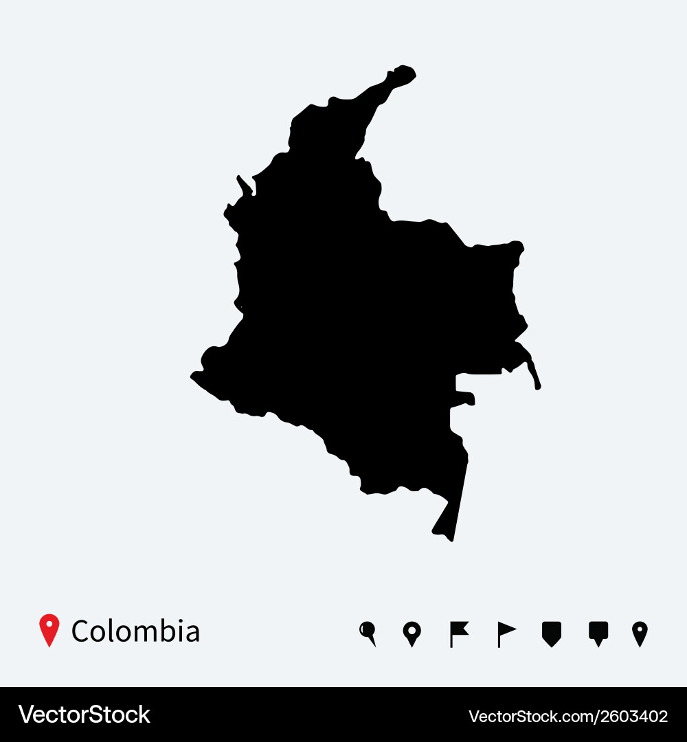 High detailed map colombia with navigation pins Vector Image