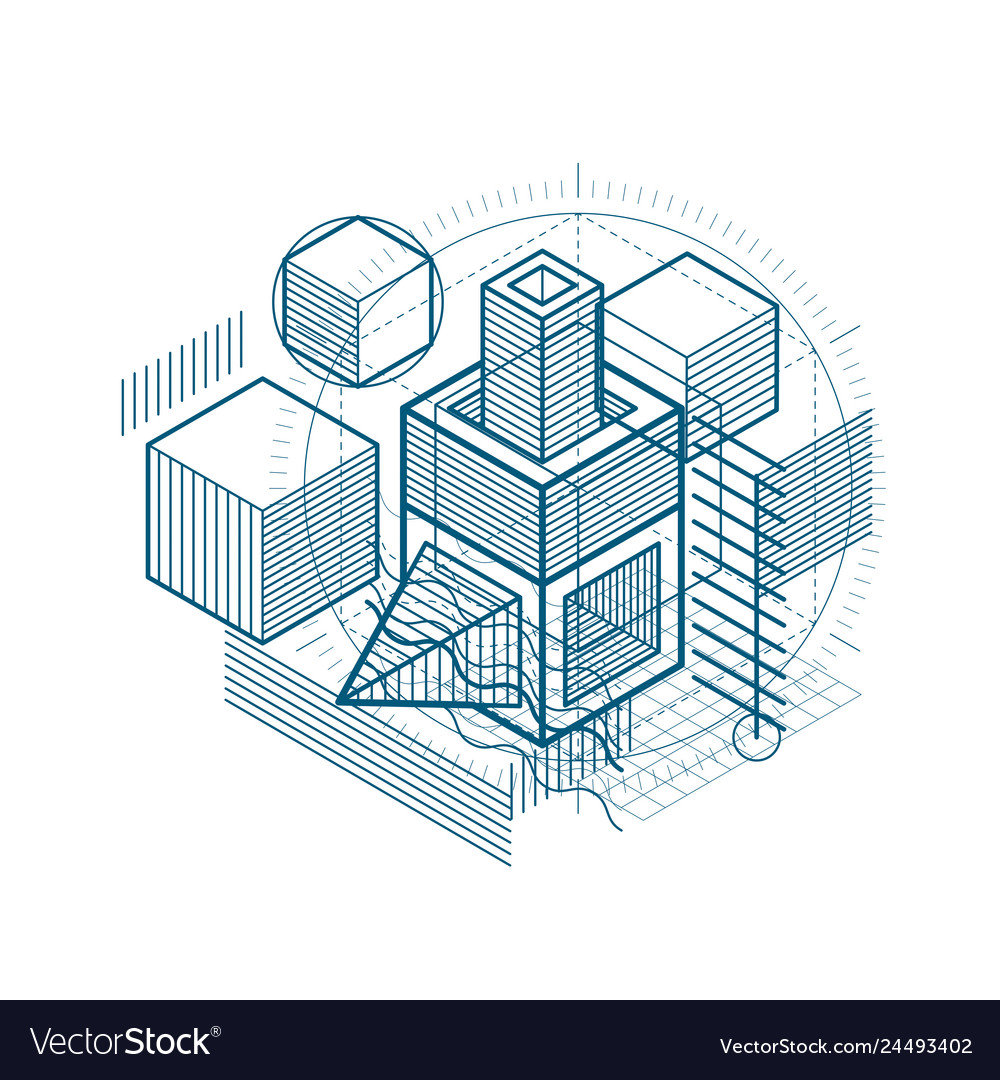 Isometric linear abstract background lined Vector Image