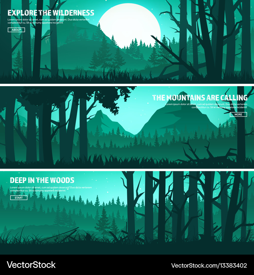 Mountains and forest wild nature landscape Vector Image