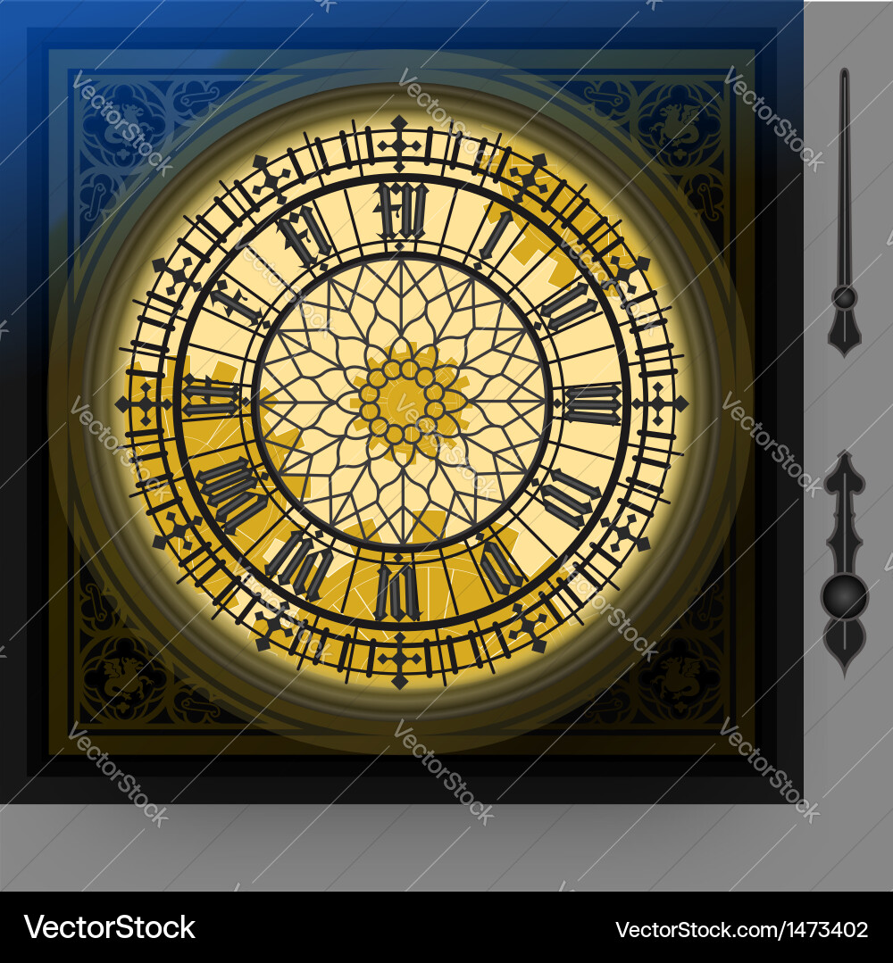 Quadrant of magical victorian clock with lancets Vector Image