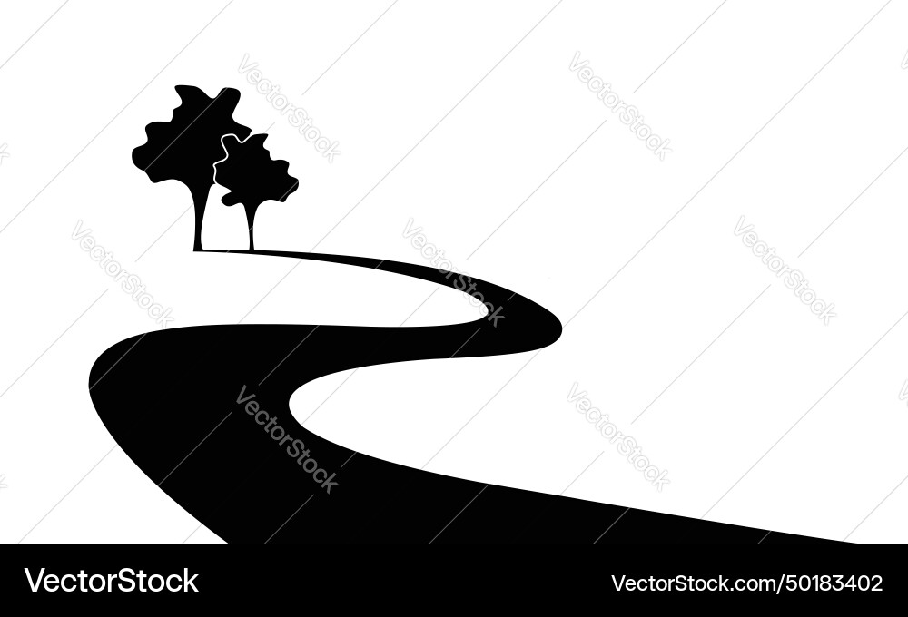 Road and trees logo design winding icon Royalty Free Vector