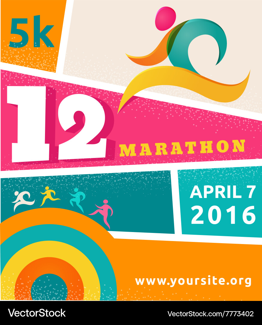Running marathon people run colorful poster Vector Image