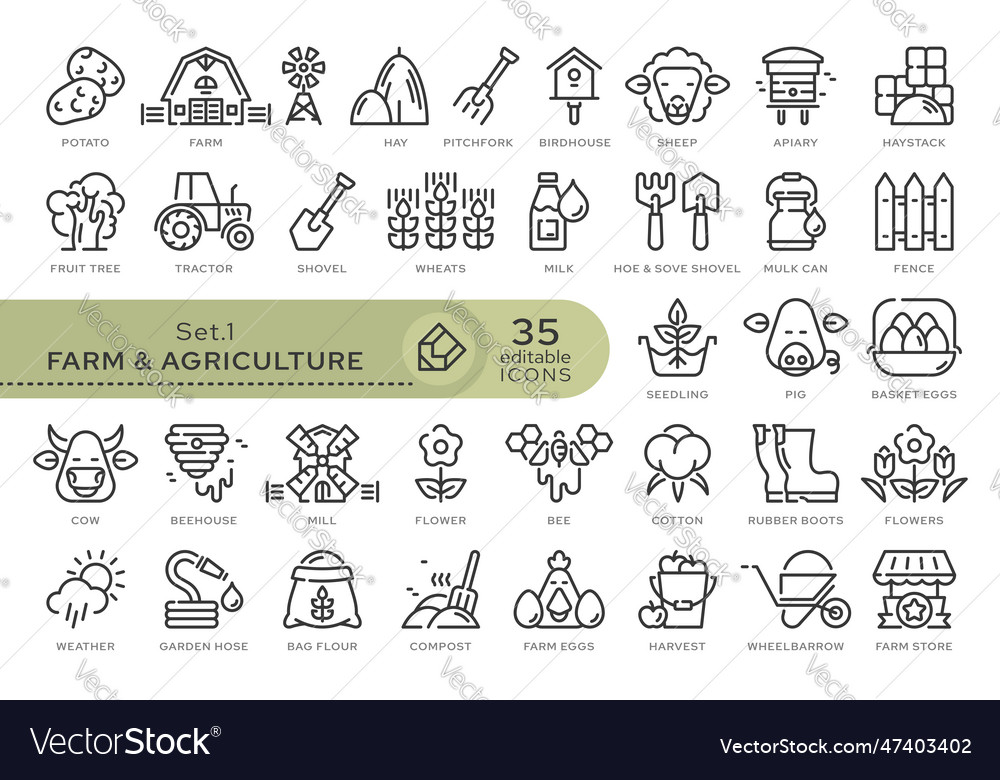 Set icons farm 01 Royalty Free Vector Image - VectorStock