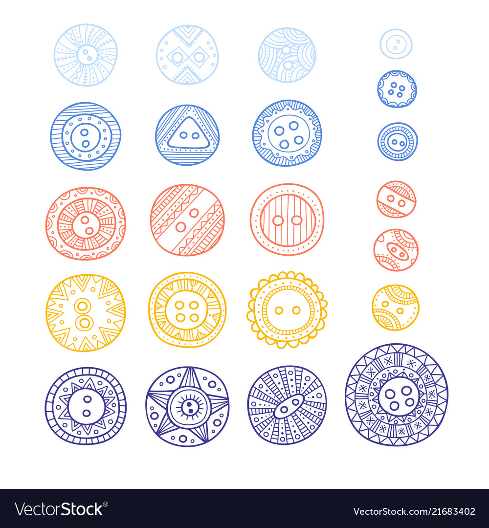 Set of cloth buttons in different designs boho Vector Image