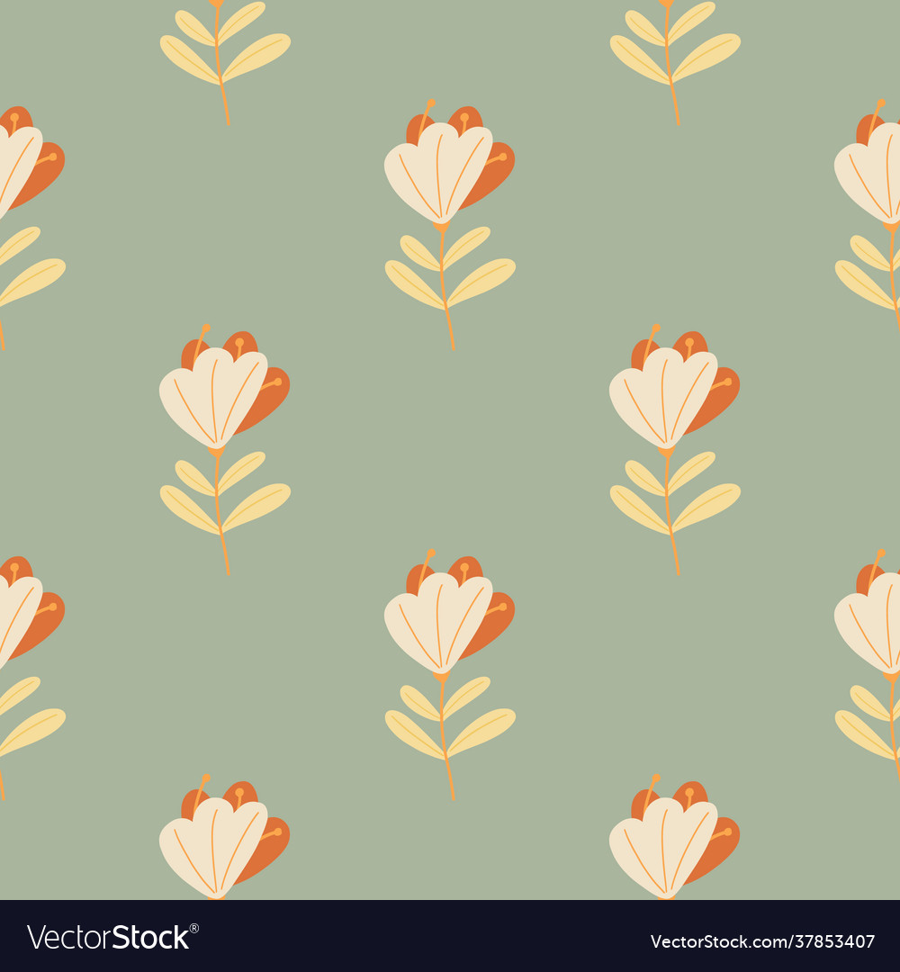 Abstract flowers elements seamless pattern spring Vector Image