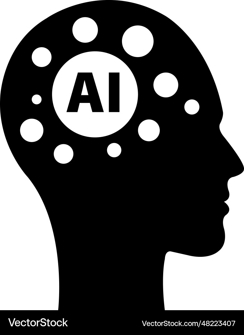 Ai artificial intelligence icon of man human face Vector Image