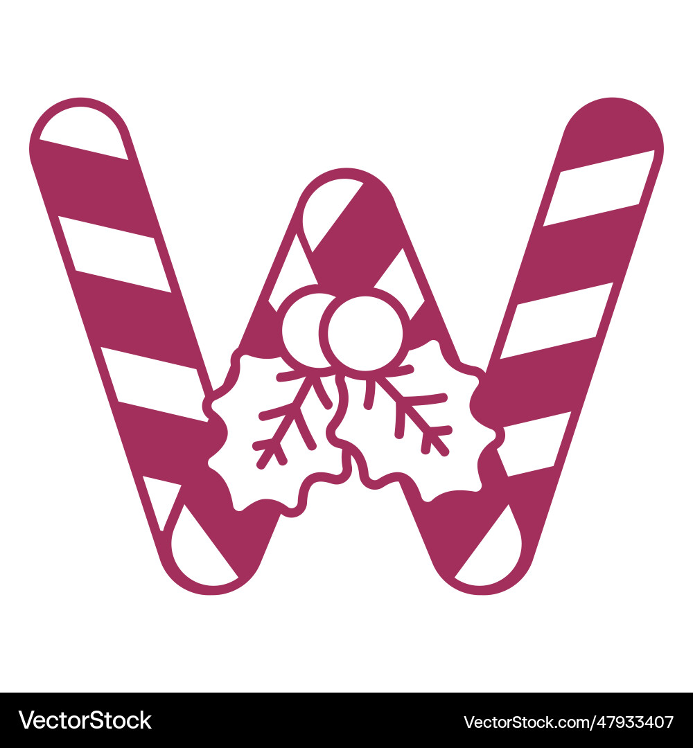 Candycane christmas letter w stroke Royalty Free Vector
