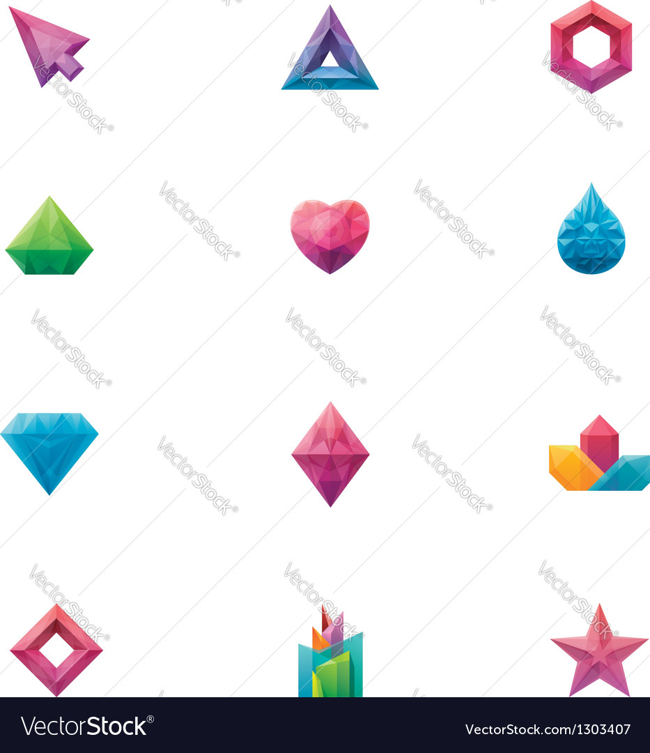 Crystals set Royalty Free Vector Image - VectorStock
