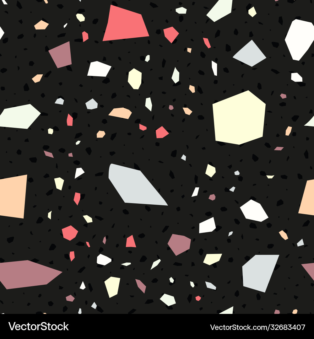 Dark terrazzo tile seamless pattern Royalty Free Vector