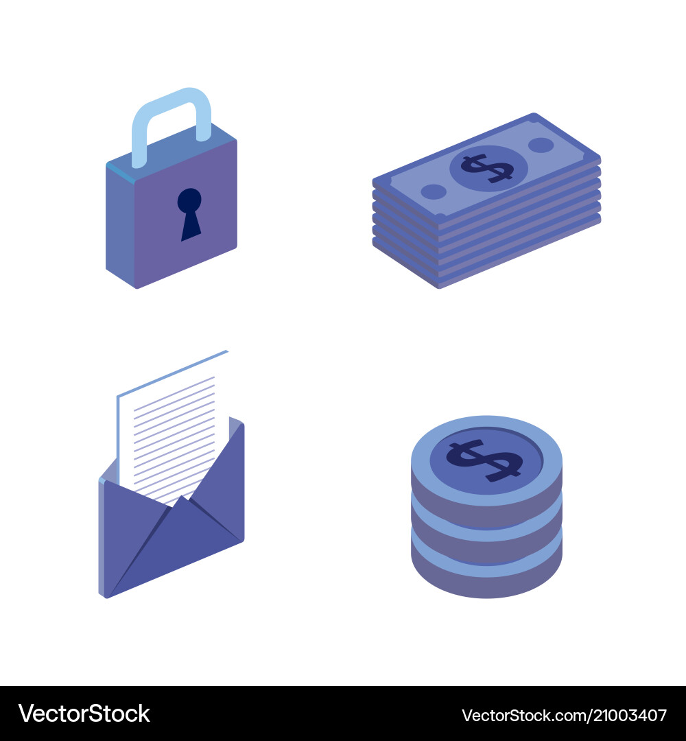 Financial transaction isometric set icons Vector Image