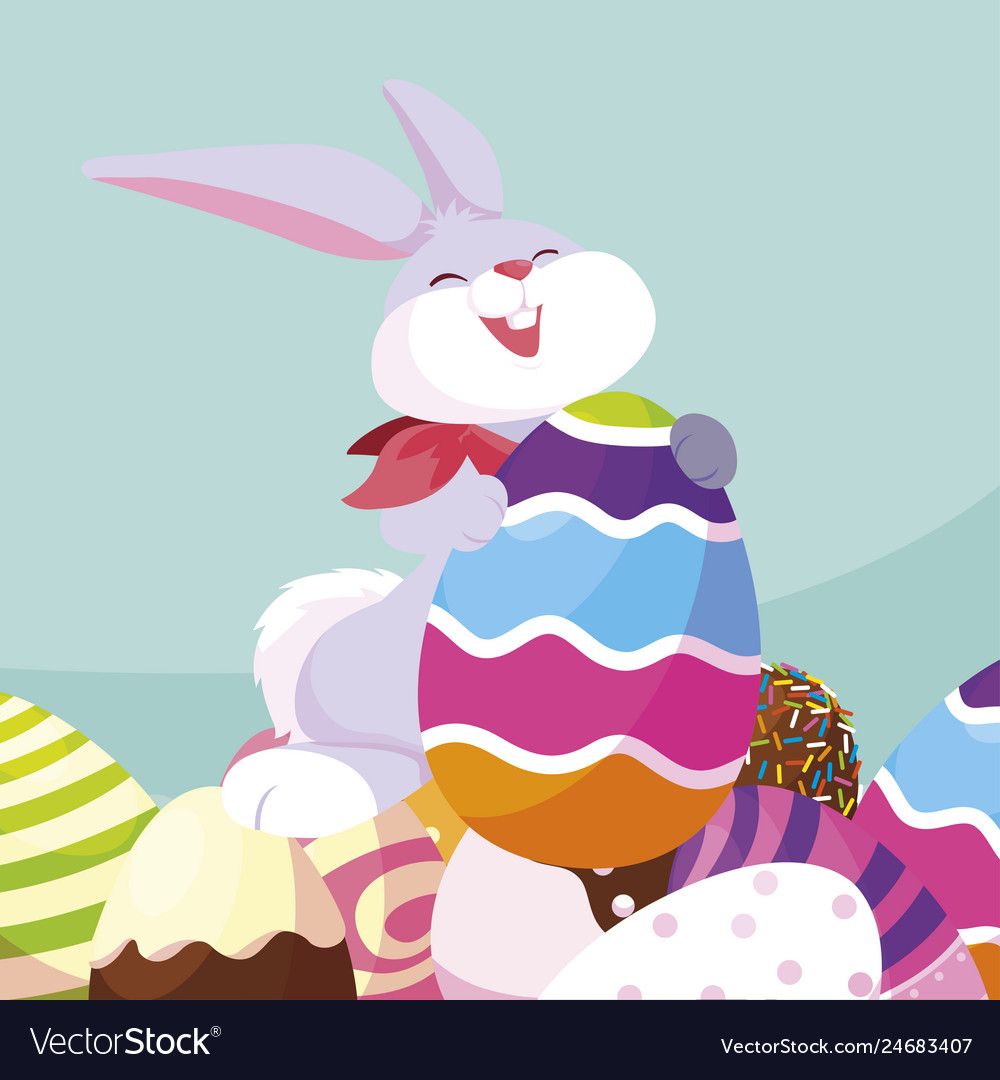 Happy easter eggs painted with rabbit Royalty Free Vector