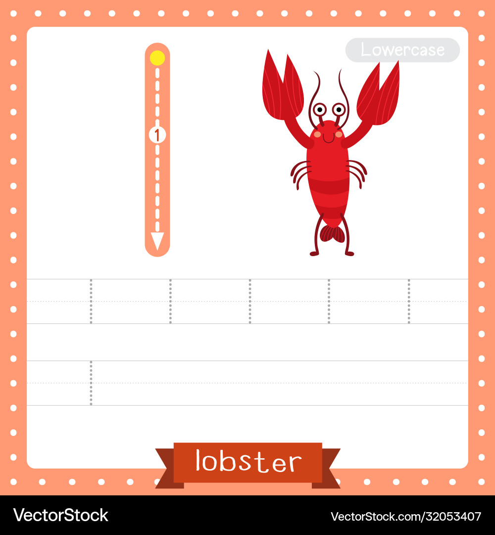 Letter l lowercase tracing practice worksheet Vector Image