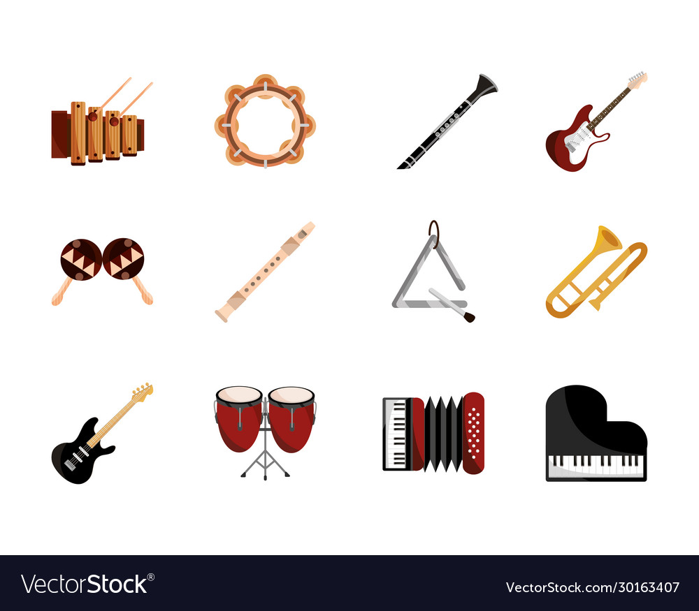Musical instruments string wind percussion icon Vector Image