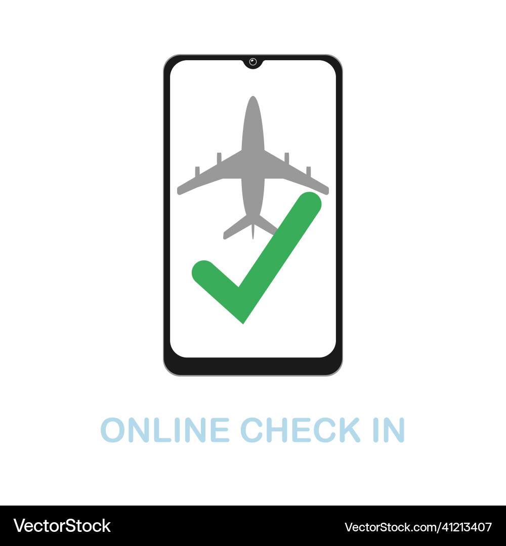 Online check in flat icon colored element sign Vector Image