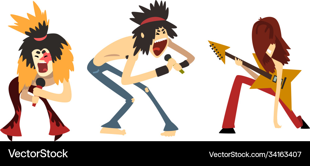 Rock musicians stars characters playing Royalty Free Vector