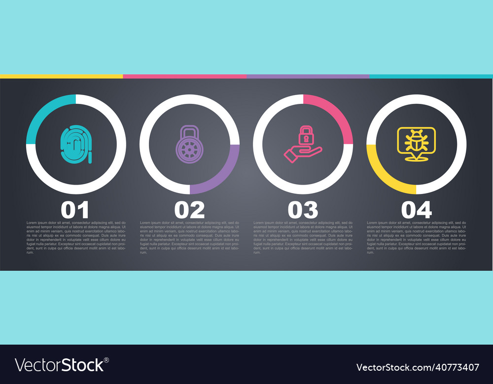 Set Line Fingerprint Safe Combination Lock Lock Vector Image