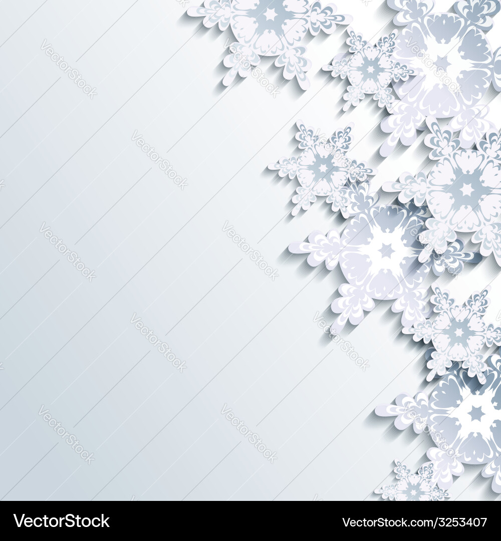 Winter gray background abstract 3d snowflake Vector Image