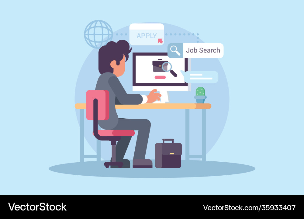 Young man searching for jobs concept make Vector Image