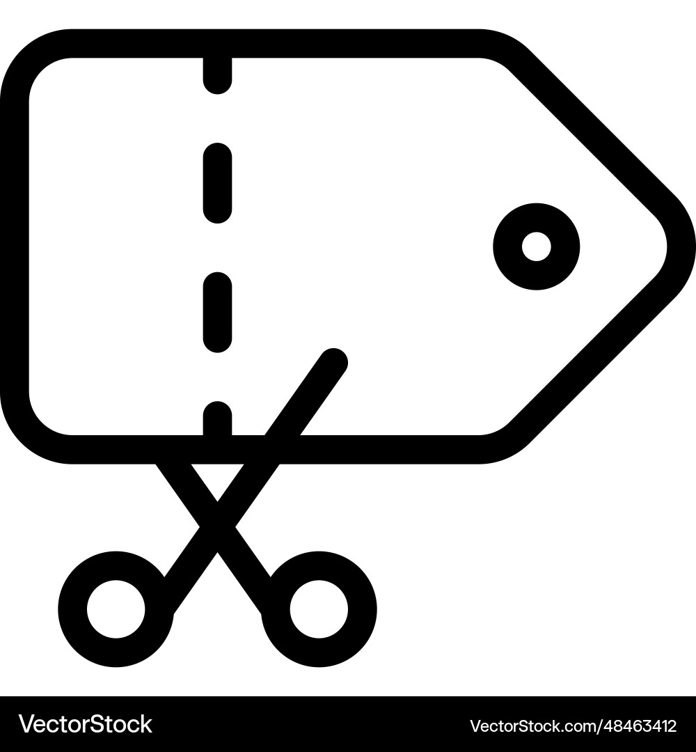 Cutting price tag linked with product Royalty Free Vector