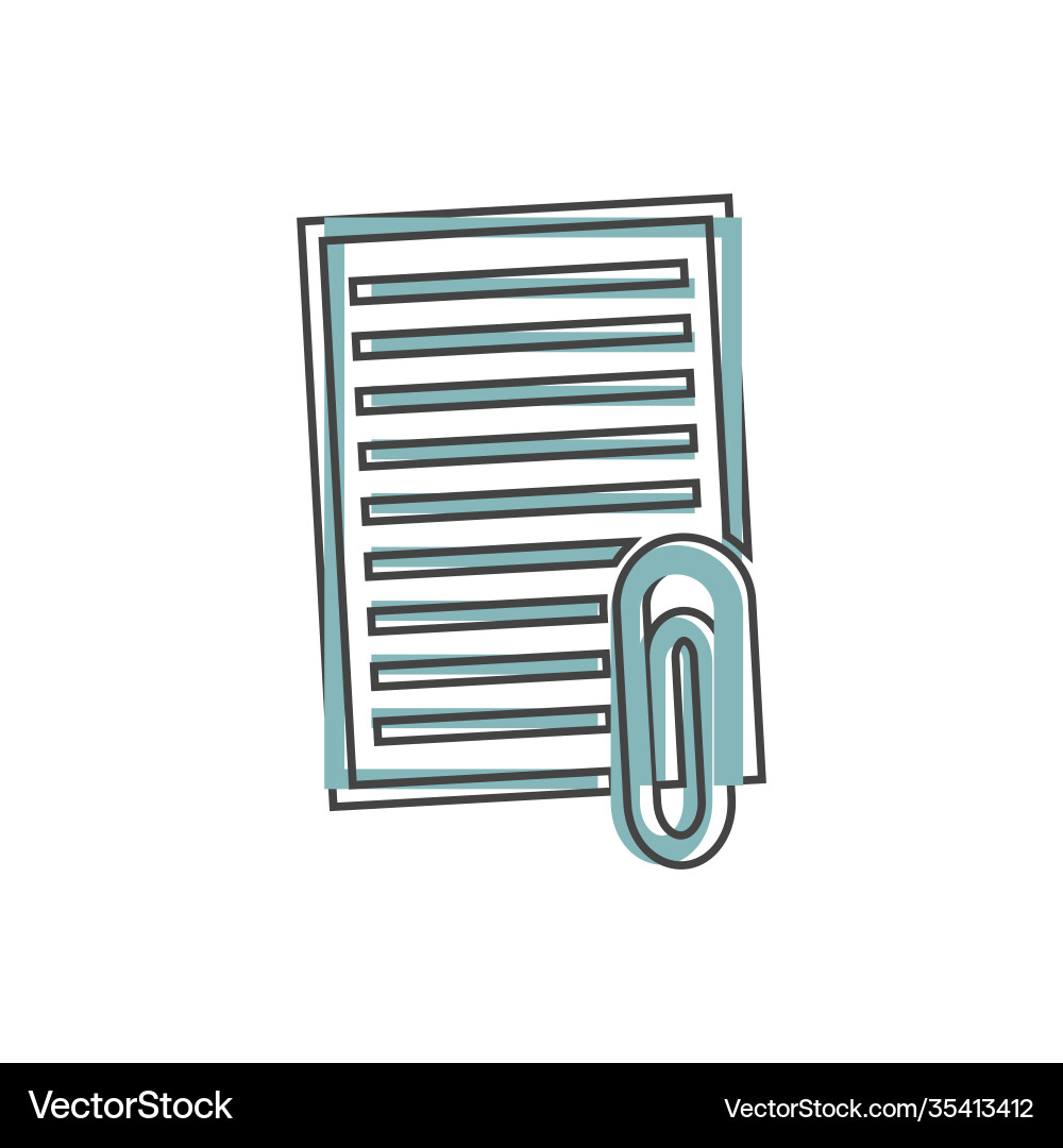 Document icon and paper clip business Royalty Free Vector