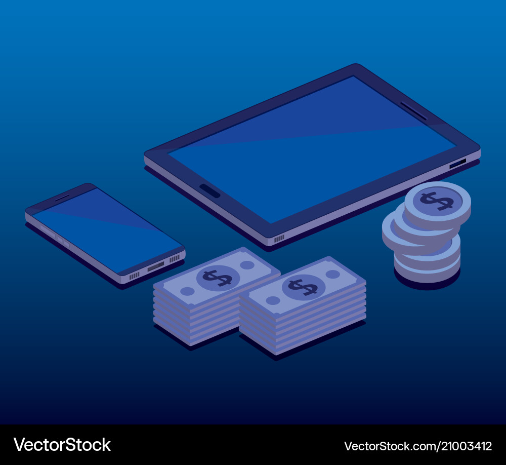 Financial transaction isometric set icons Vector Image