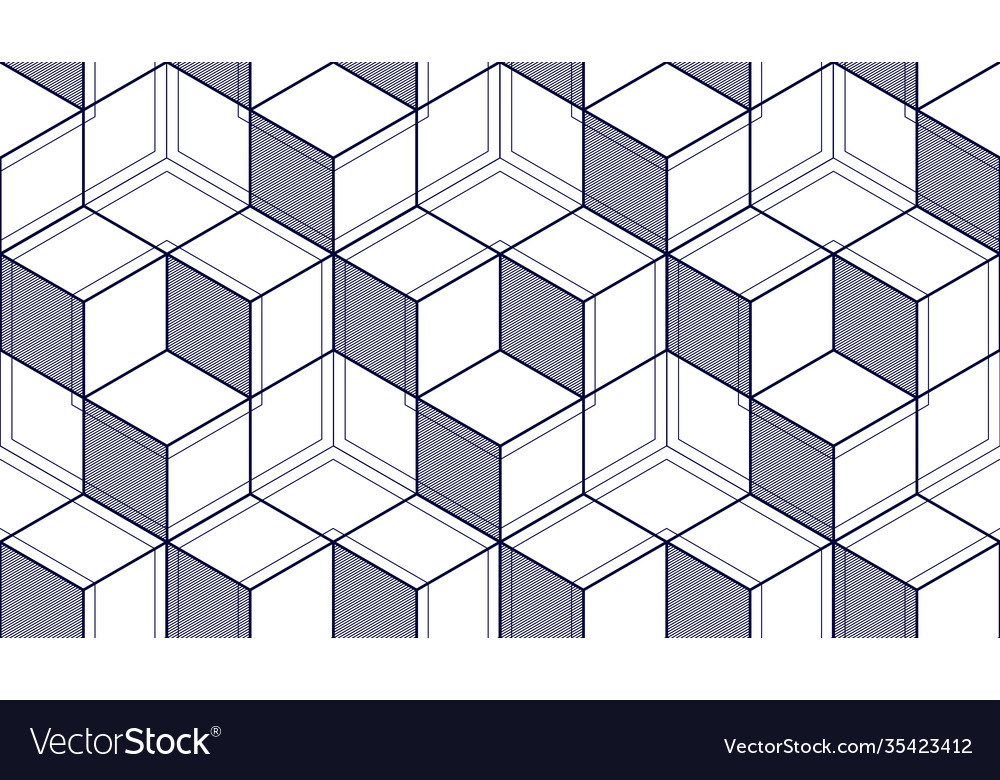 Geometric cubes abstract seamless pattern 3d Vector Image