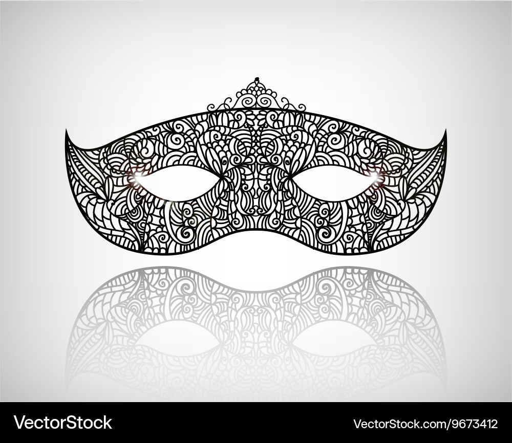 Hand drawn lace mask masquerade logo icon Vector Image