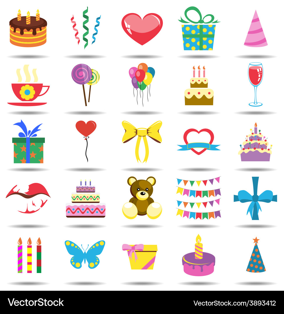 Happy birthday icons Royalty Free Vector Image