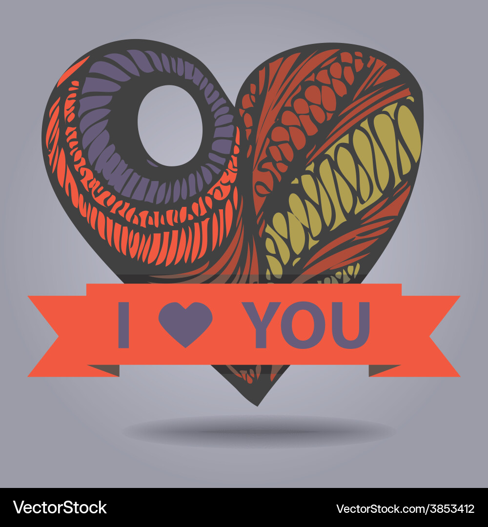 Logo with heart and ribbon Royalty Free Vector Image