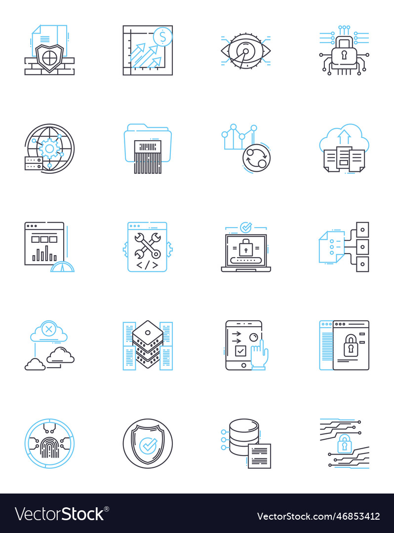 Nerk encryption linear icons set encryption Vector Image