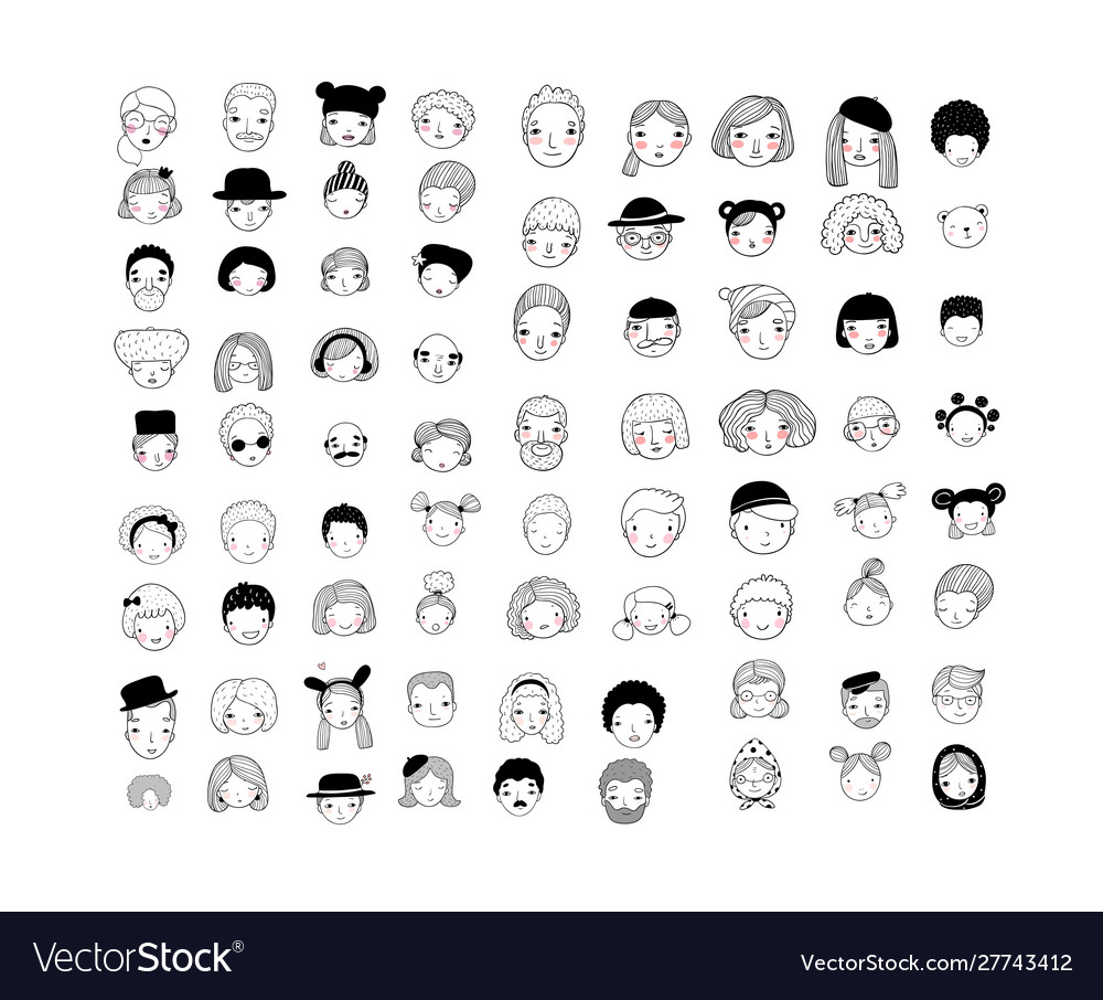 Pattern with graphical faces Royalty Free Vector Image