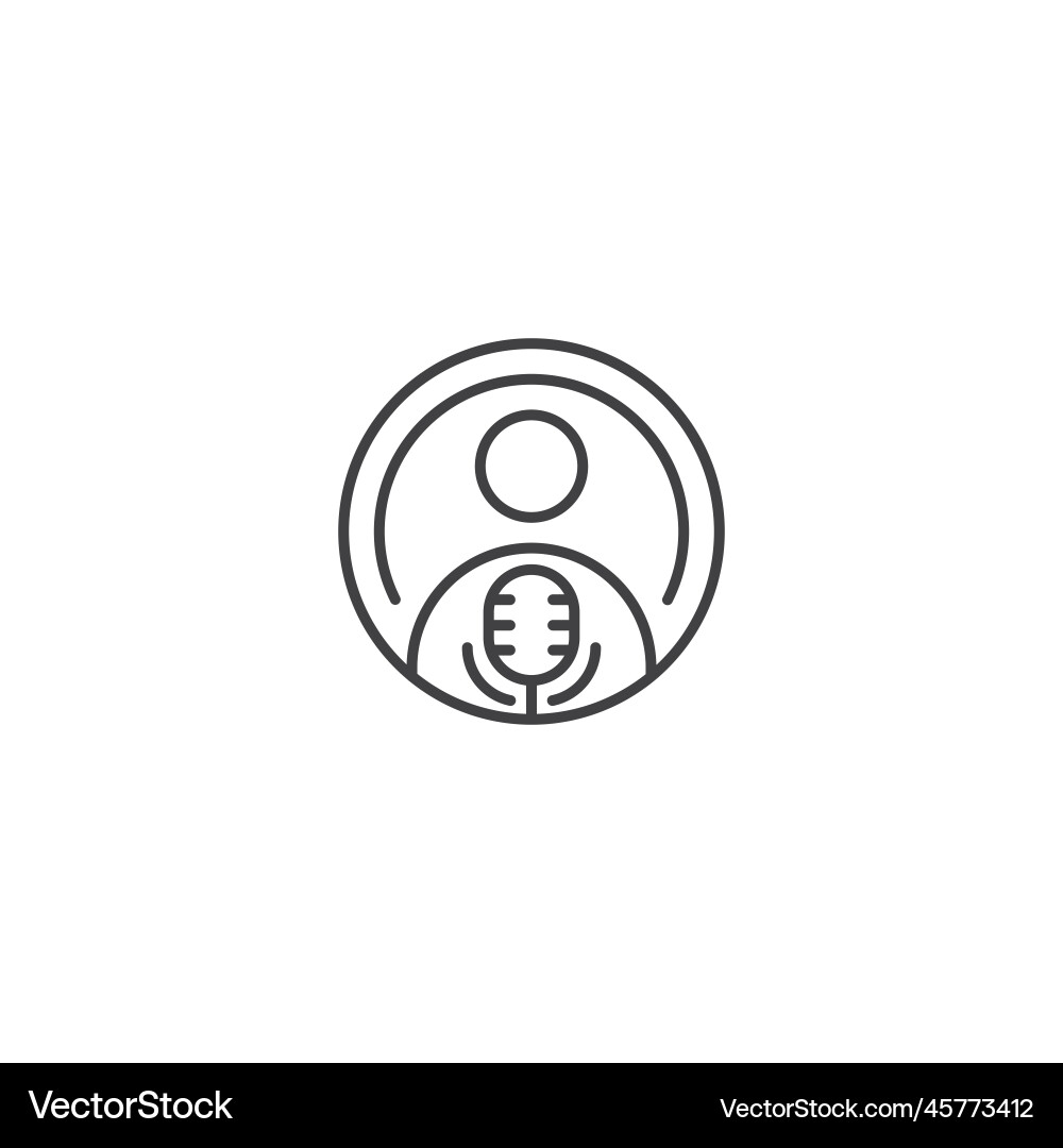Podcast people with microphone outline icon Vector Image