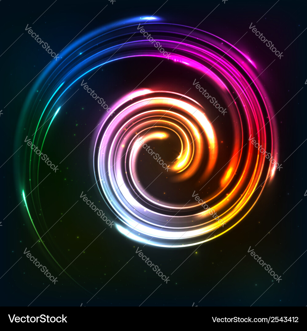 Rainbow colors shining neon lights twirl Vector Image